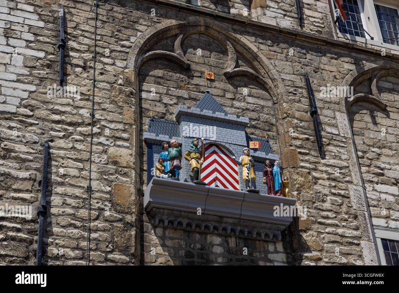 A close-up of the ornate the puppet show at the Gouda carillon on the ...