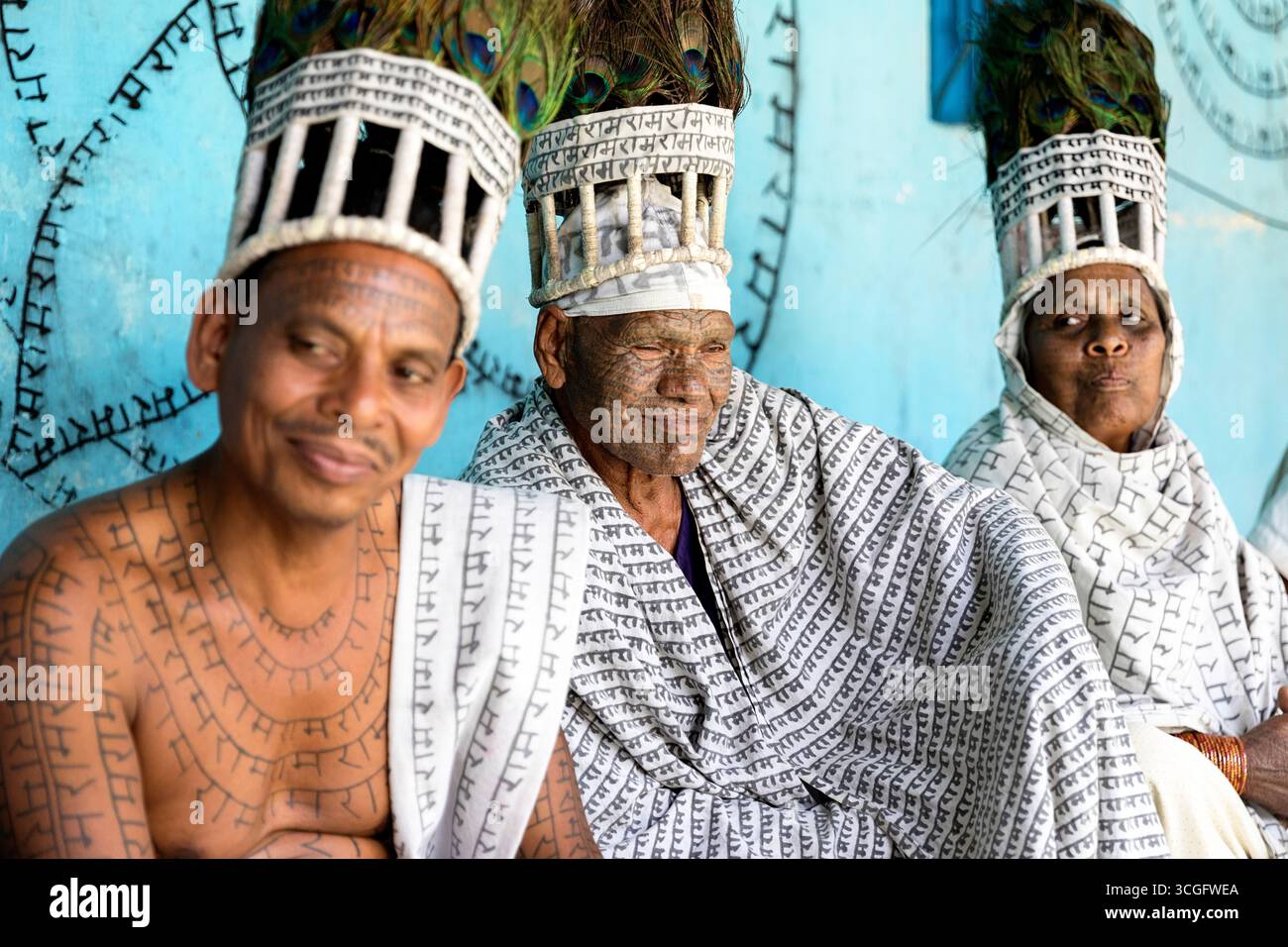 Ramnani Samaj sect community with Hindu god named lord Rama tattooed ...