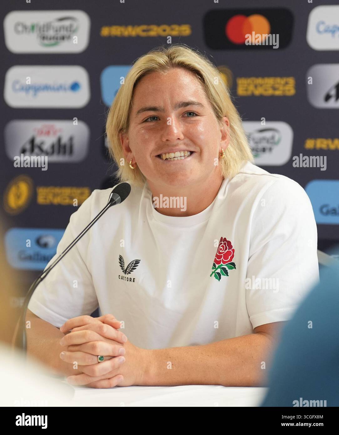 England's Claudia Moloney-MacDonald during a press conference at ...