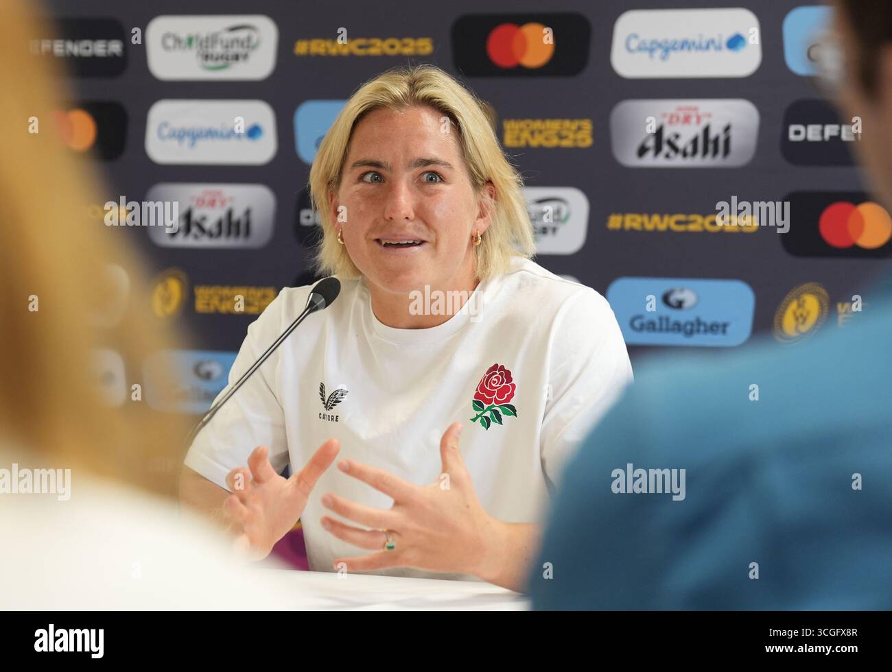 England's Claudia Moloney-MacDonald during a press conference at ...