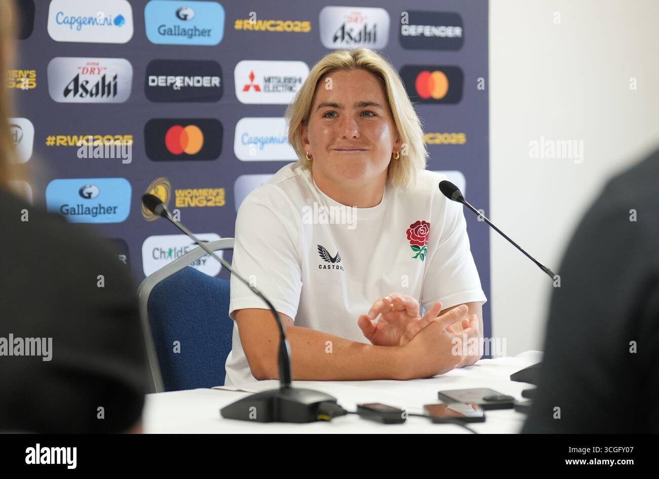 England's Claudia Moloney-MacDonald during a press conference at ...