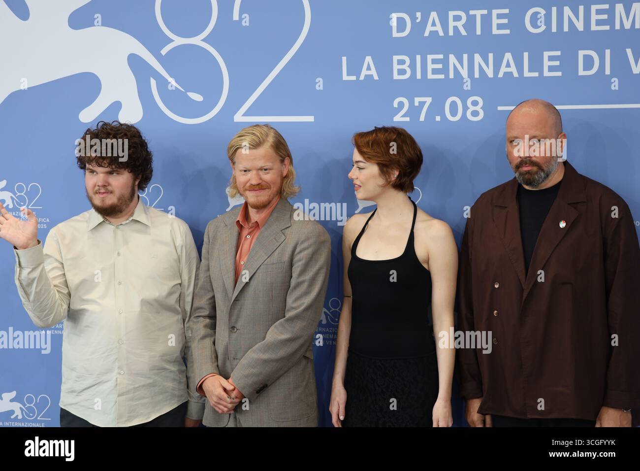 Venice, Italy, 28th August, 2025. Aidan Delbis, Jesse Plemons, Emma ...