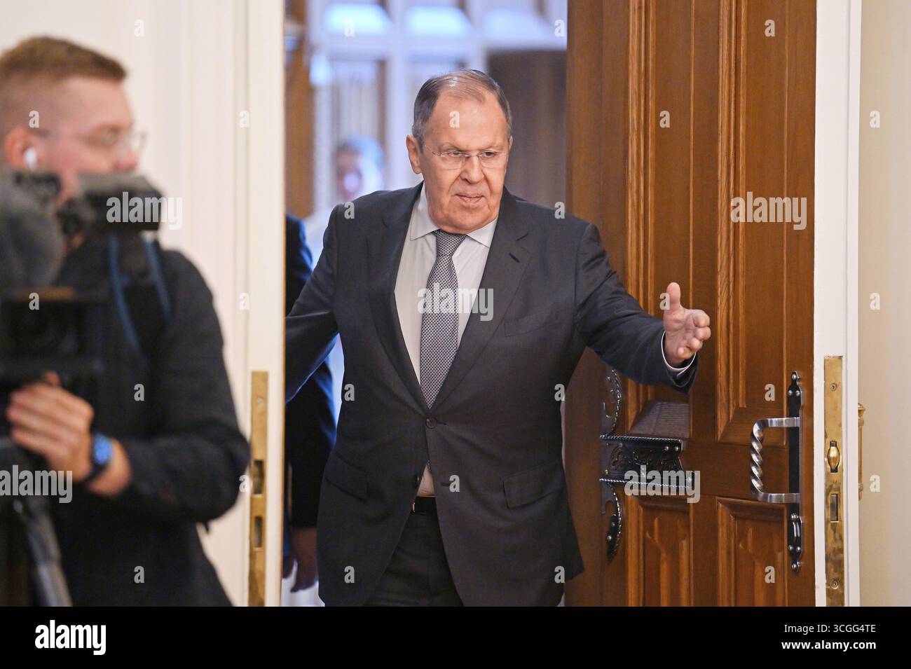 Russian Foreign Minister Sergey Lavrov before the talks. Credit: Dmitry ...