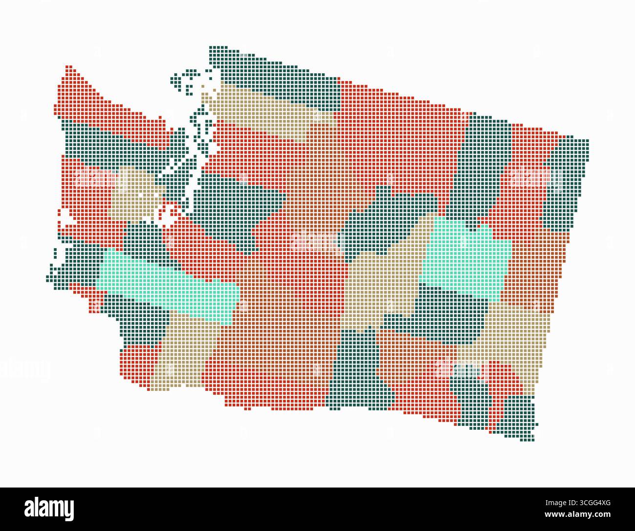 Washington dotted map. Digital style map of the state on white ...