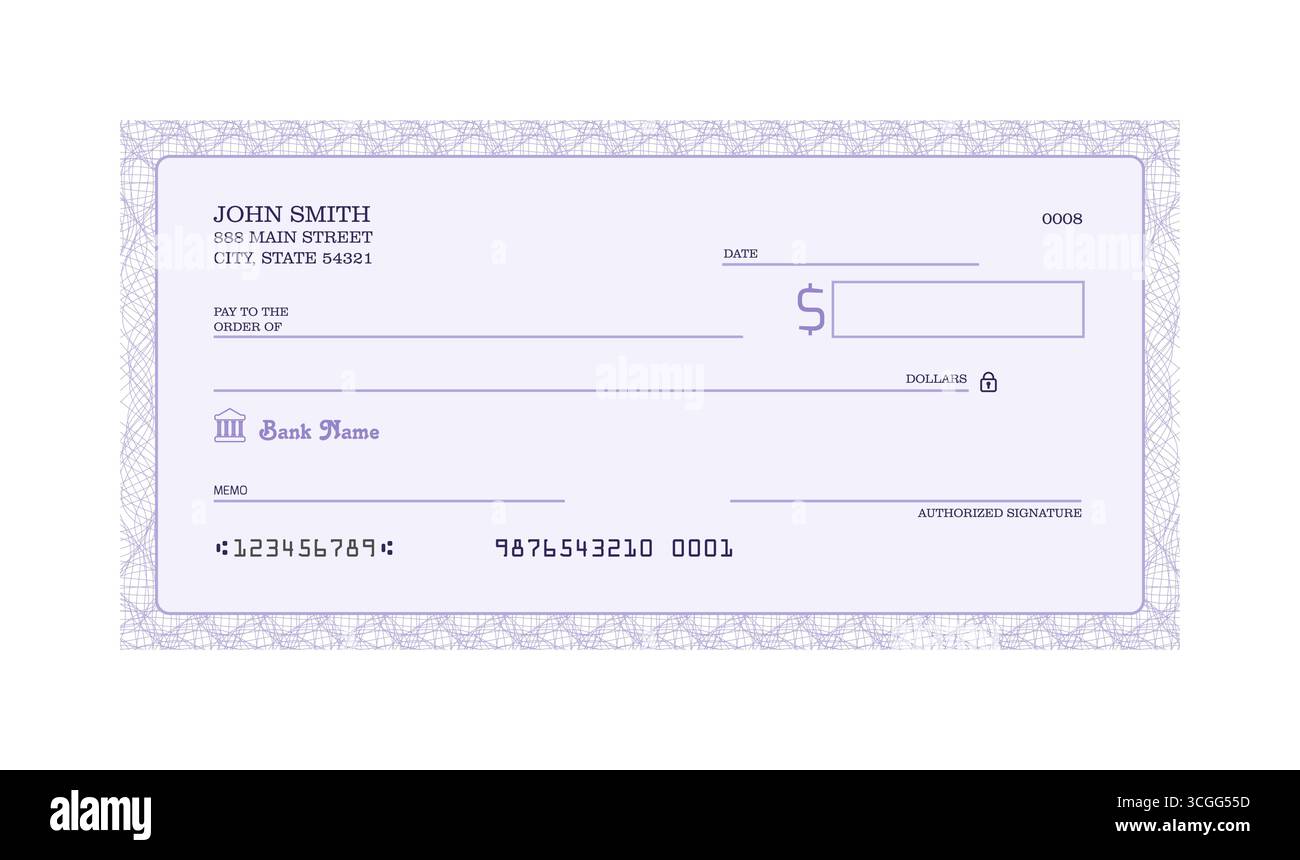 Money check blank template. Blank bank checkbook cheque - generic ...