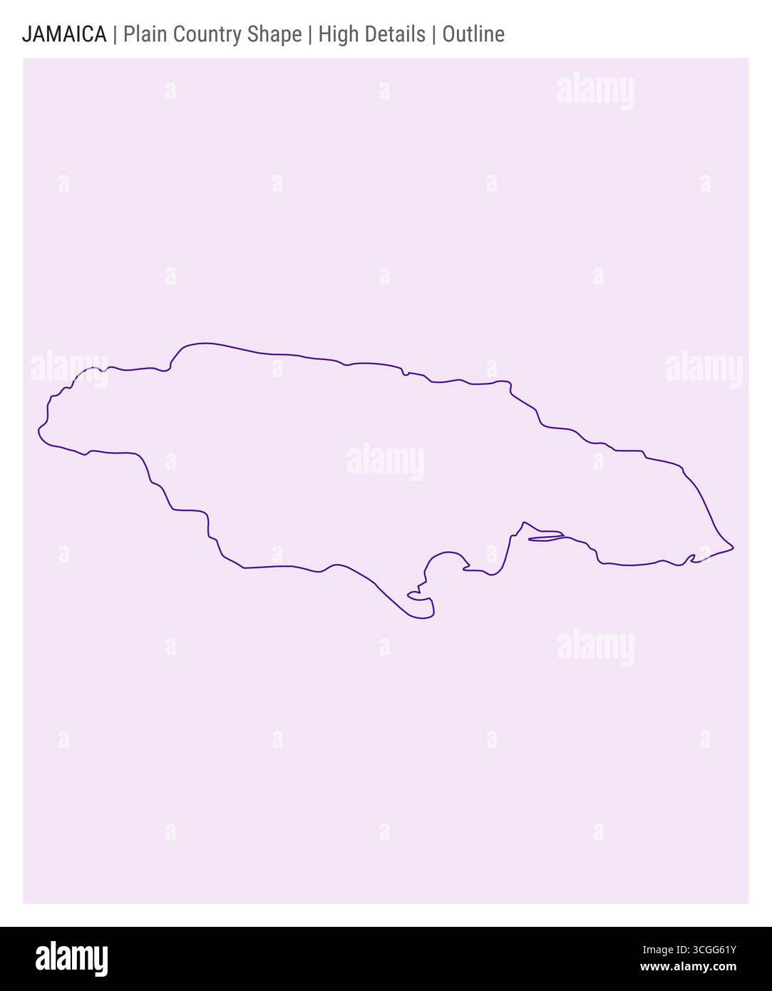 Jamaica plain country map. High details. Outline style. Shape of ...