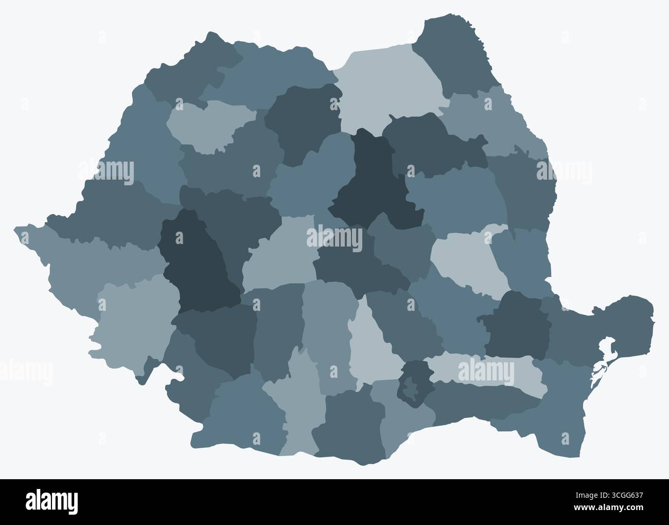 Map of Romania with regions. Just a simple country border map with ...