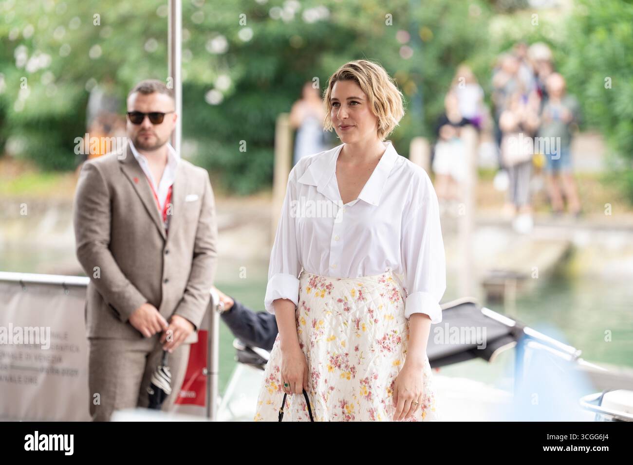 Greta Gerwig arrives at Palazzo del Casino for the ''Jay Kelly ...