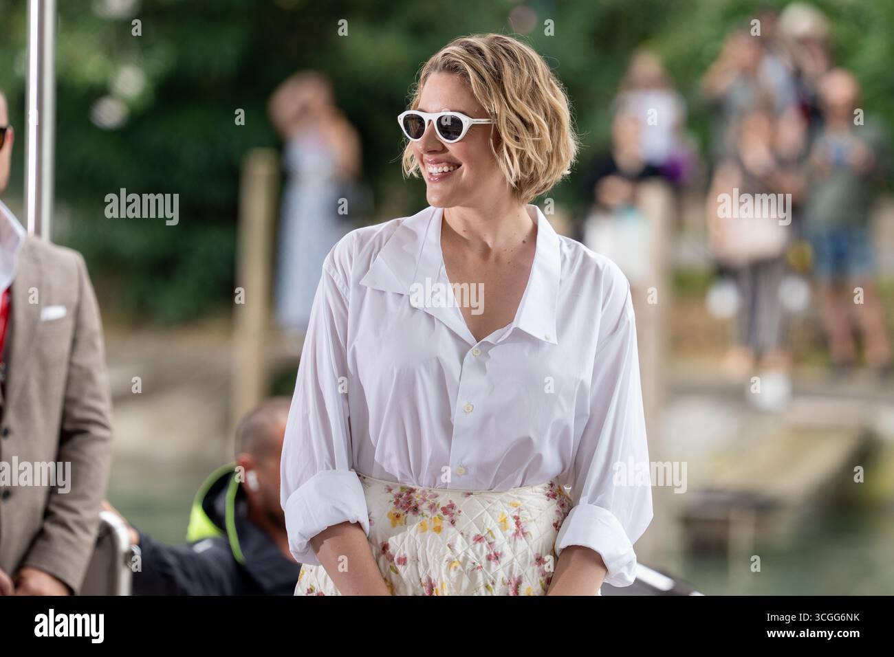 Greta Gerwig arrives at Palazzo del Casino for the ''Jay Kelly ...