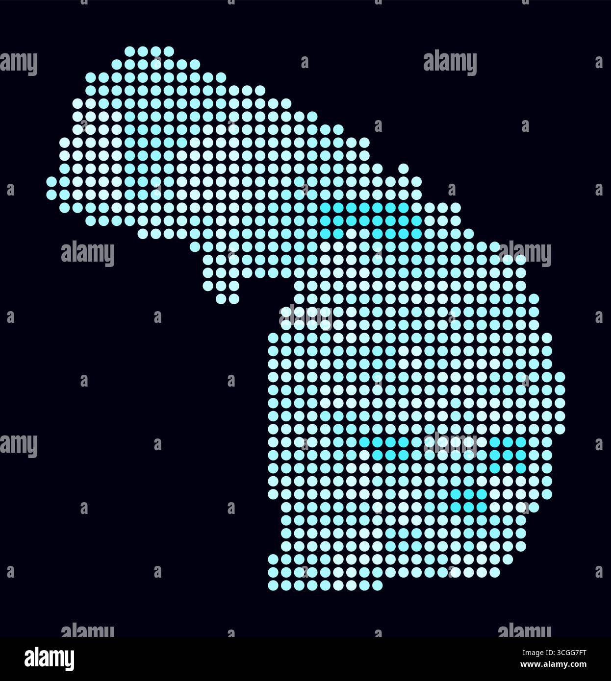 Michigan dotted map. Digital style map of the state on dark background ...