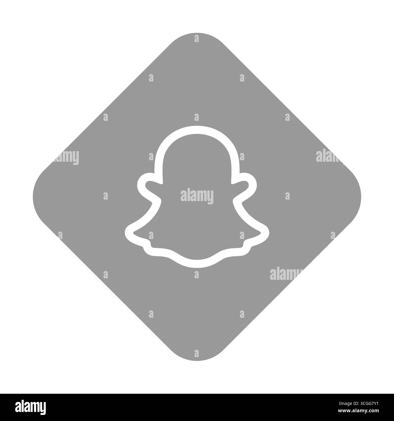 Snapchat instant messaging app icon. Black silhouete square shape ...