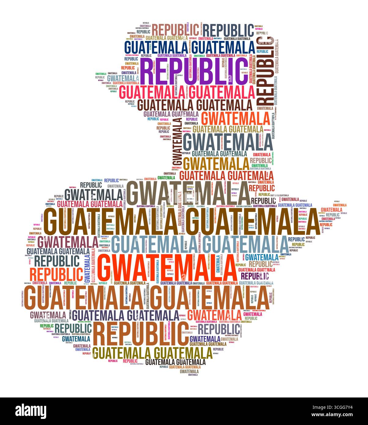 Guatemala country shape word cloud. Typography style country ...