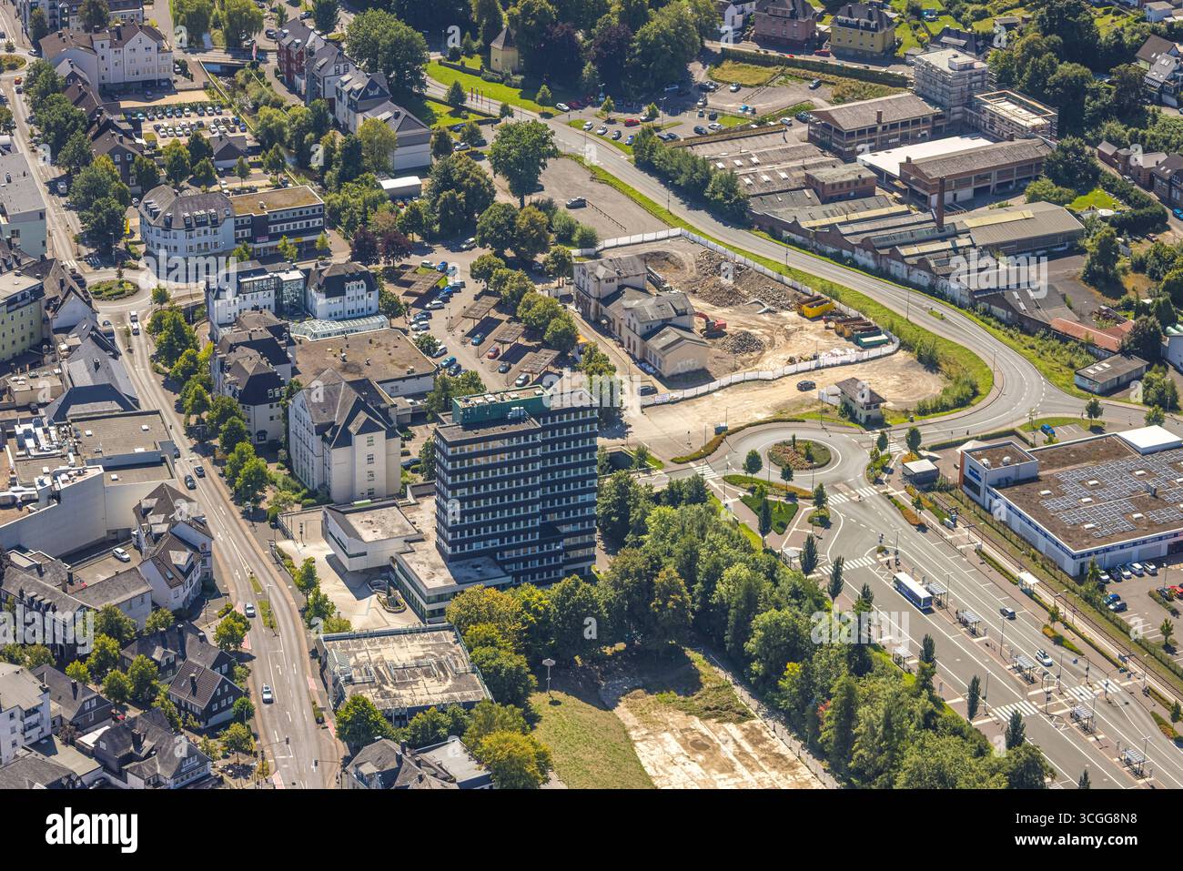 Luftbild, Abriss ehemaliges Bahnhofsgebäude an der Stellwerkstraße ...