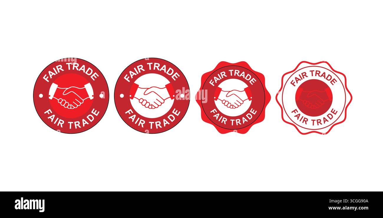 Fair Trade Badges and Seals with Handshake Icon Stock Vector Image ...