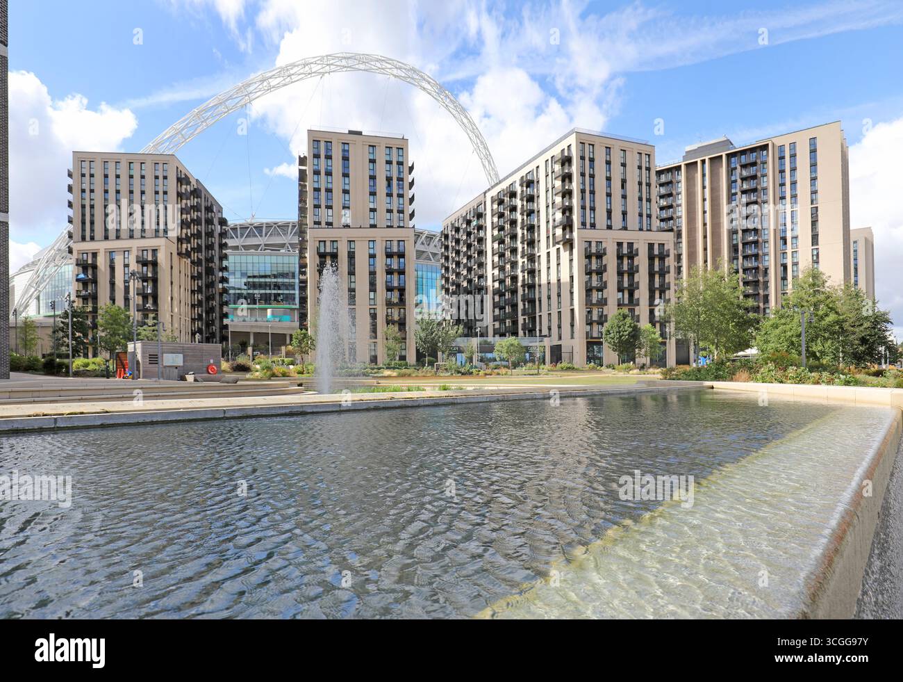 New Housing blocks and landscaped gardens at Wembley, London, UK. Arch ...