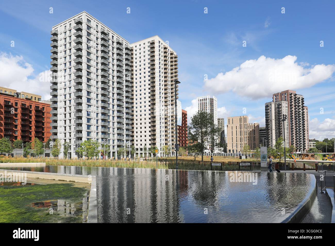 New Housing blocks around Union Park, Wembley, London, UK. New ...