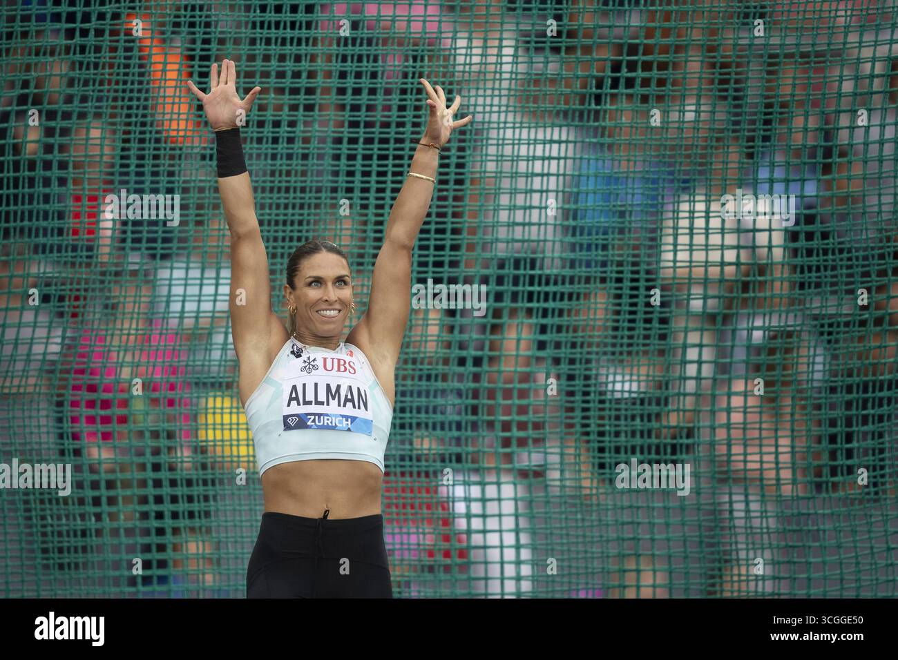 Valarie Allman of the US competes in the women's discus competition ...