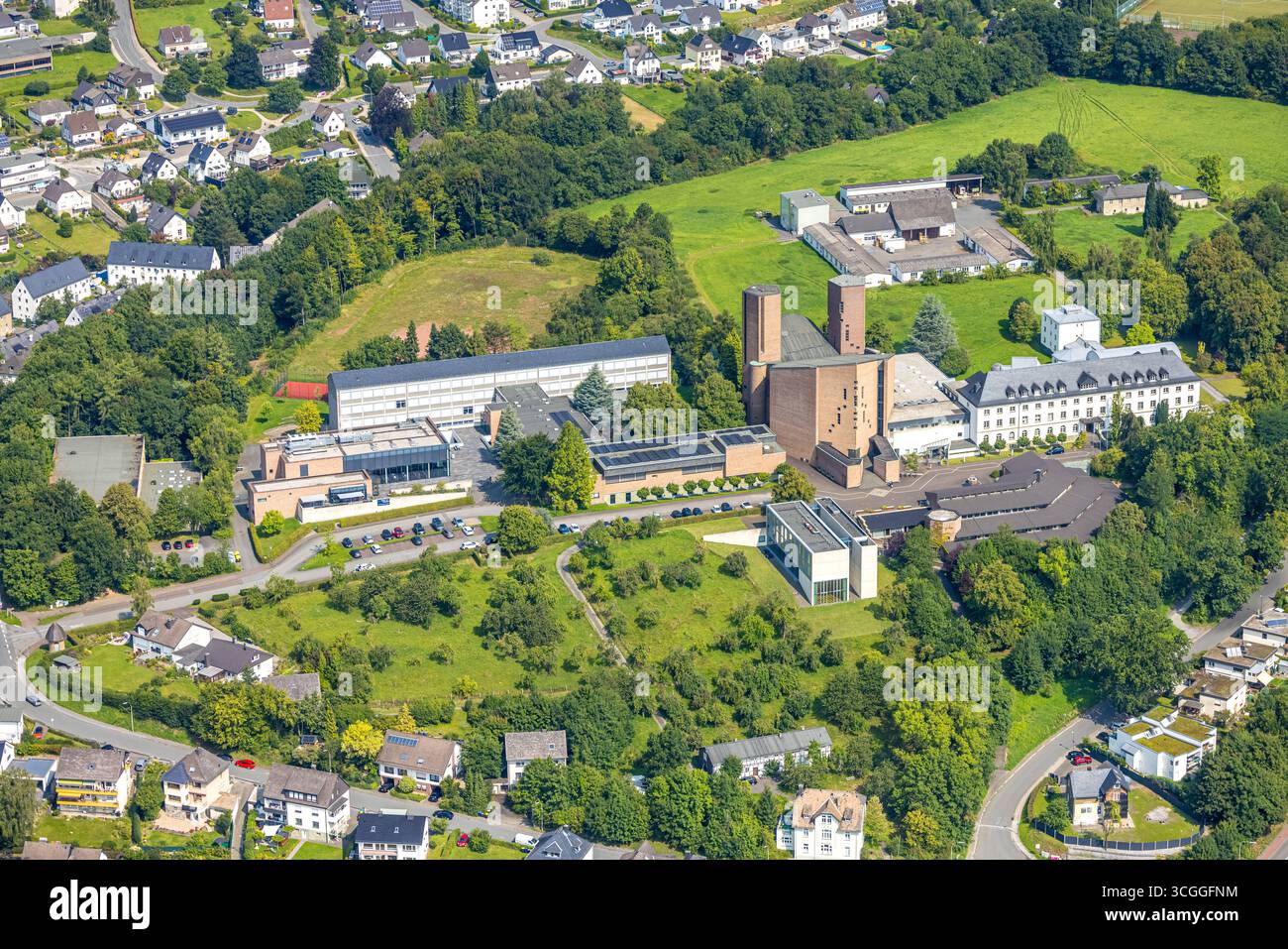 Luftbild, Abtei Königsmünster mit Gymnasium der Benediktiner, Kloster ...
