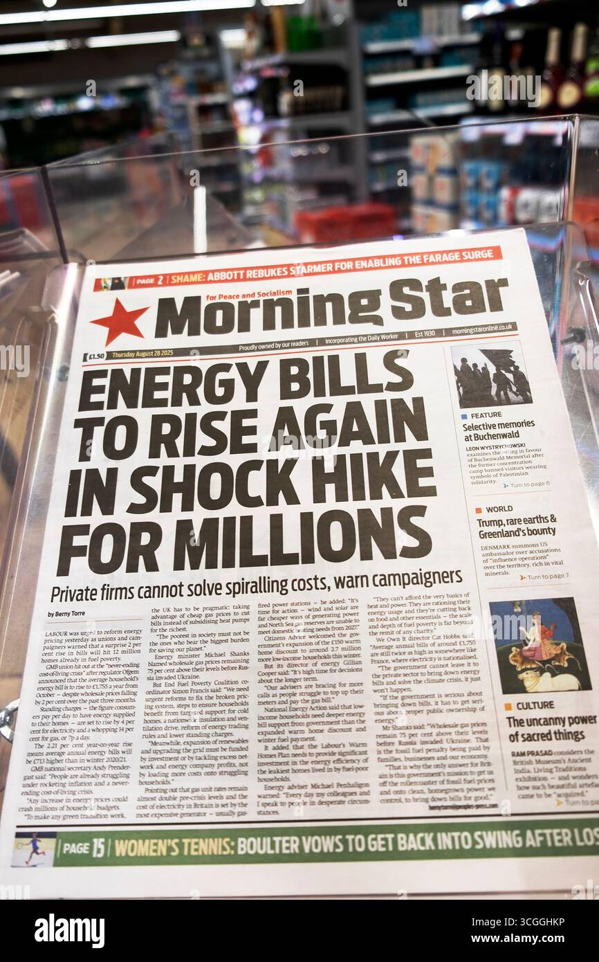 'ENERGY BILLS TO RISE AGAIN IN SHOCK HIKE FOR MILLIONS' Morning Star ...