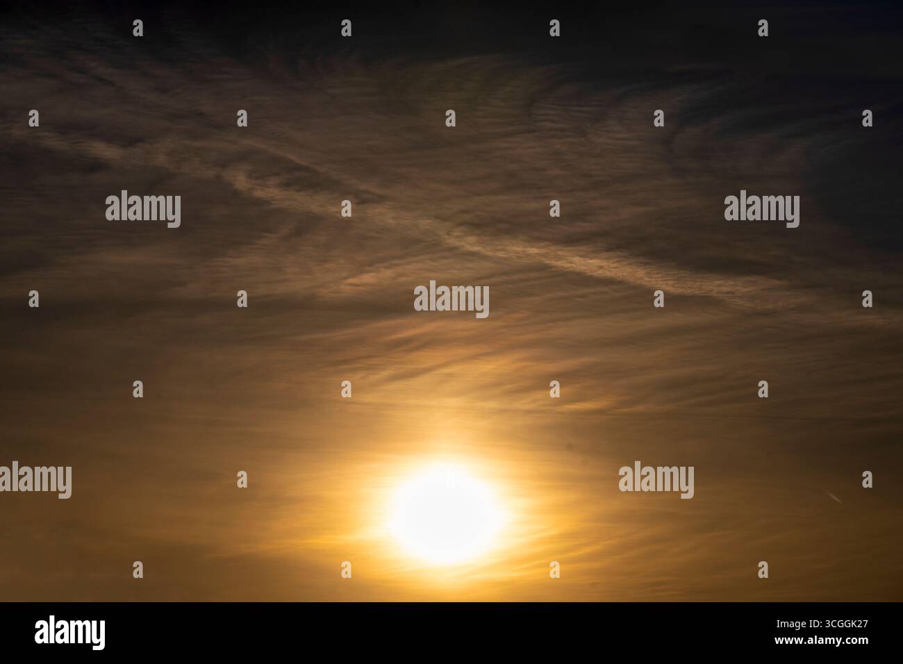 Glowing sunrise over fields in Lower Radley with a sky full of ...