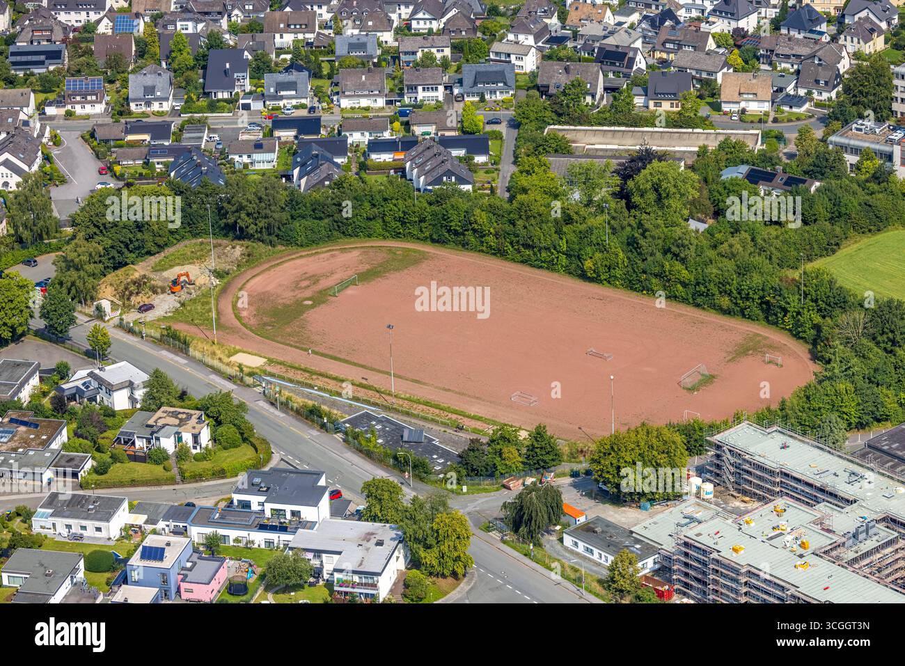 Luftbild, Tennenplatz Schederweg Aschenplatz Fußballstadion, Meschede ...