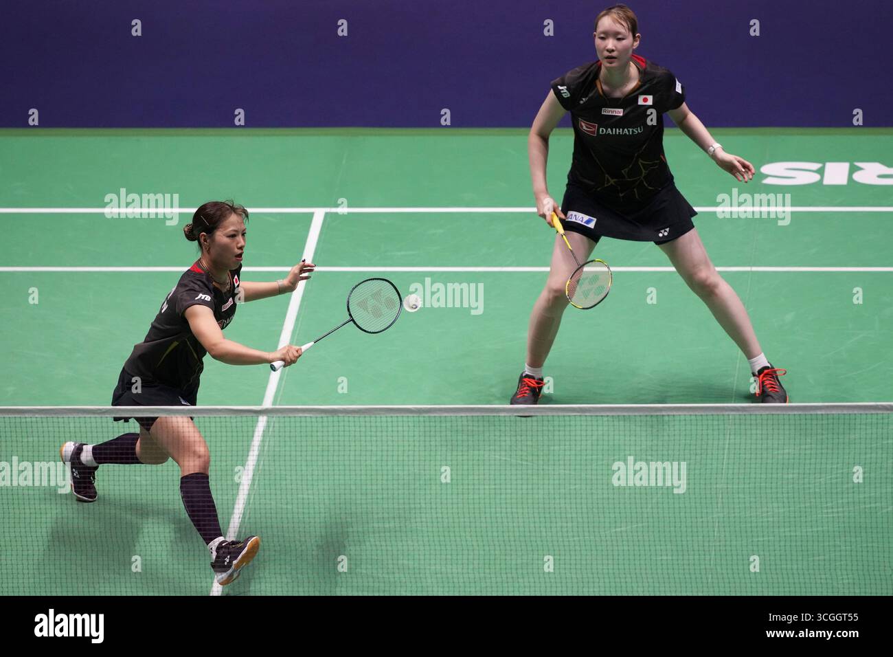 Japan's Yuki Fukushima and Mayu Matsumoto, right, play Bulgaria's ...