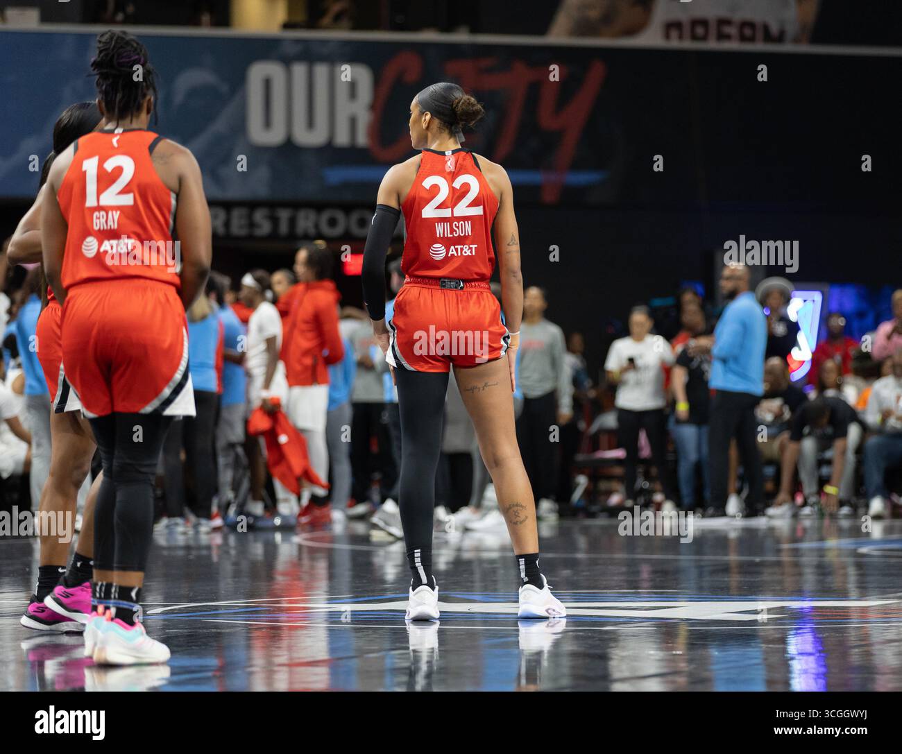 A'ja Wilson #22 and the Las Vegas Aces take on the Atlanta Dream at ...