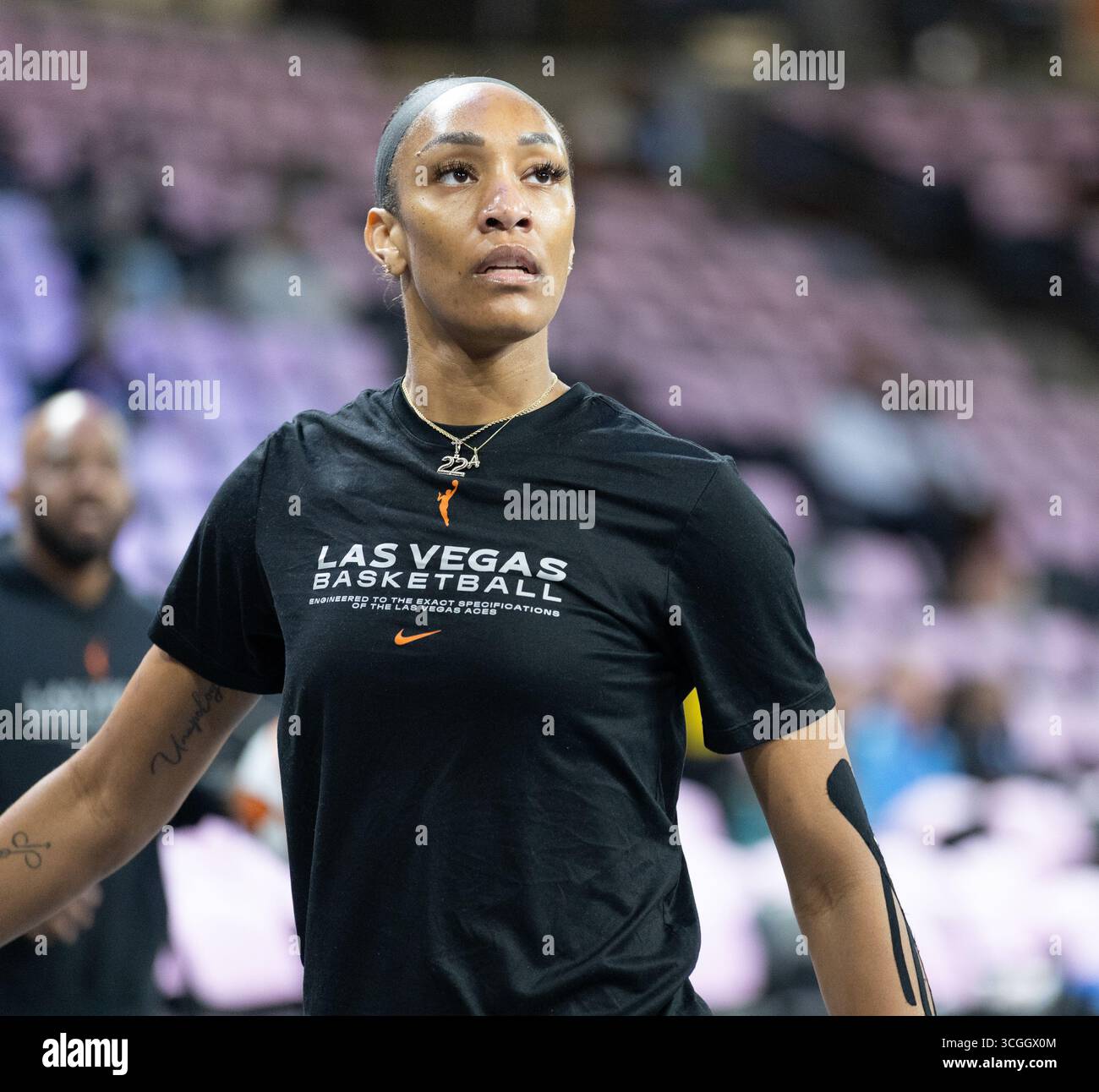 A'ja Wilson #22 and the Las Vegas Aces take on the Atlanta Dream at ...