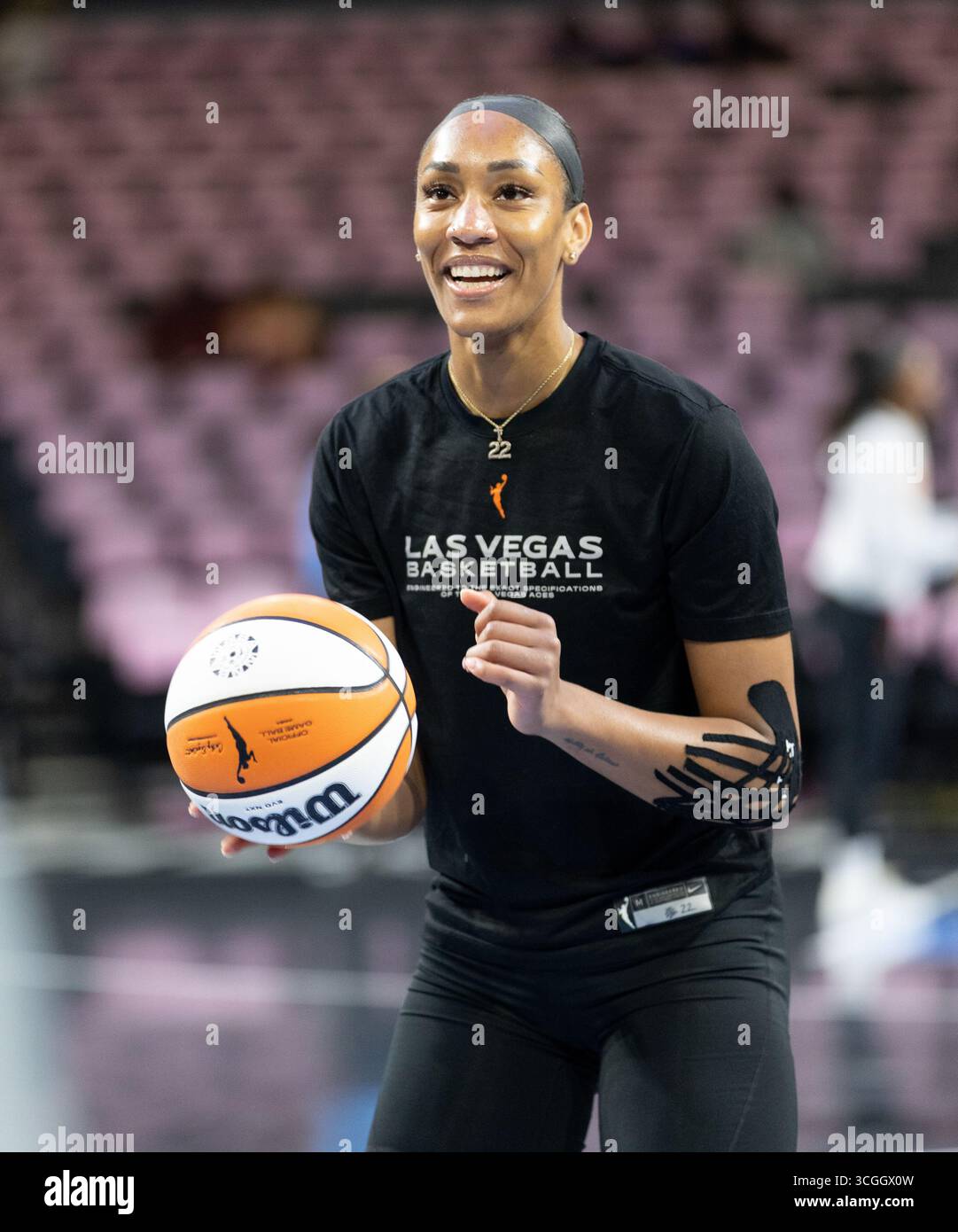 A'ja Wilson #22 and the Las Vegas Aces take on the Atlanta Dream at ...