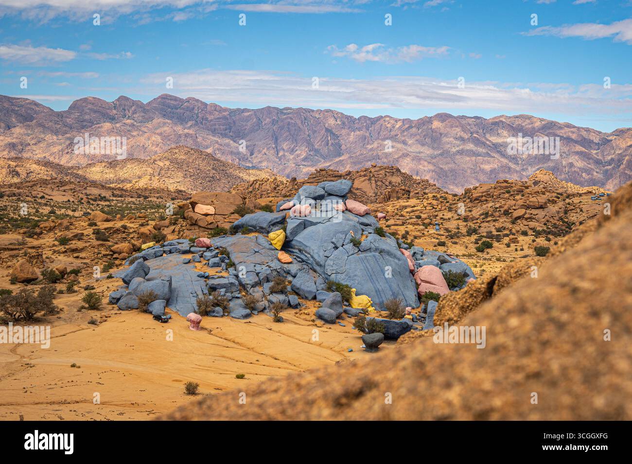 Blue Painted Rocks in Tafraout, Morocco, surrounded by desert and ...
