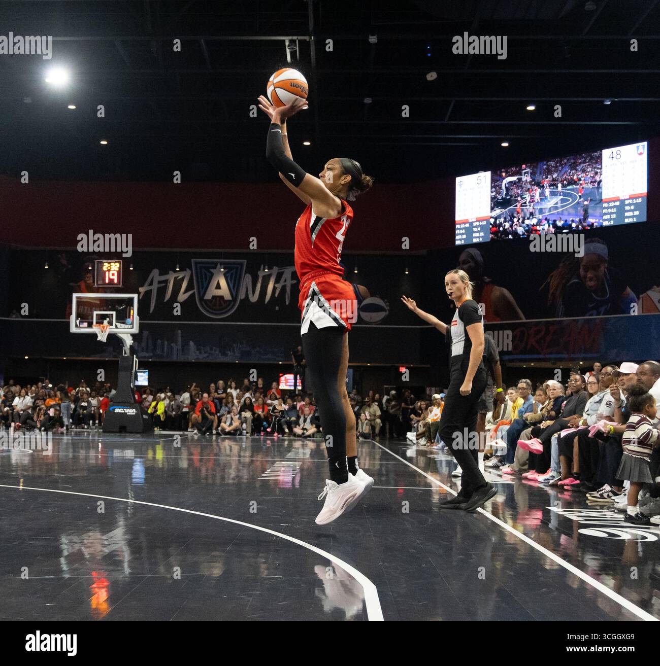 A'ja Wilson #22 and the Las Vegas Aces take on the Atlanta Dream at ...