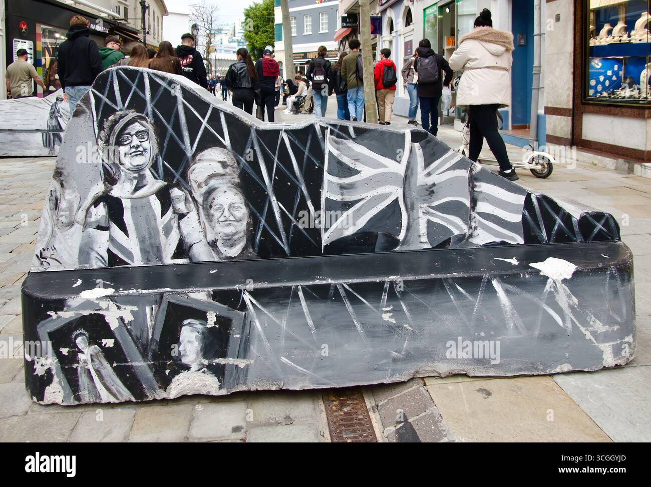 Murals on Rock shaped concrete bollards by Kyrane Lia commissioned by ...