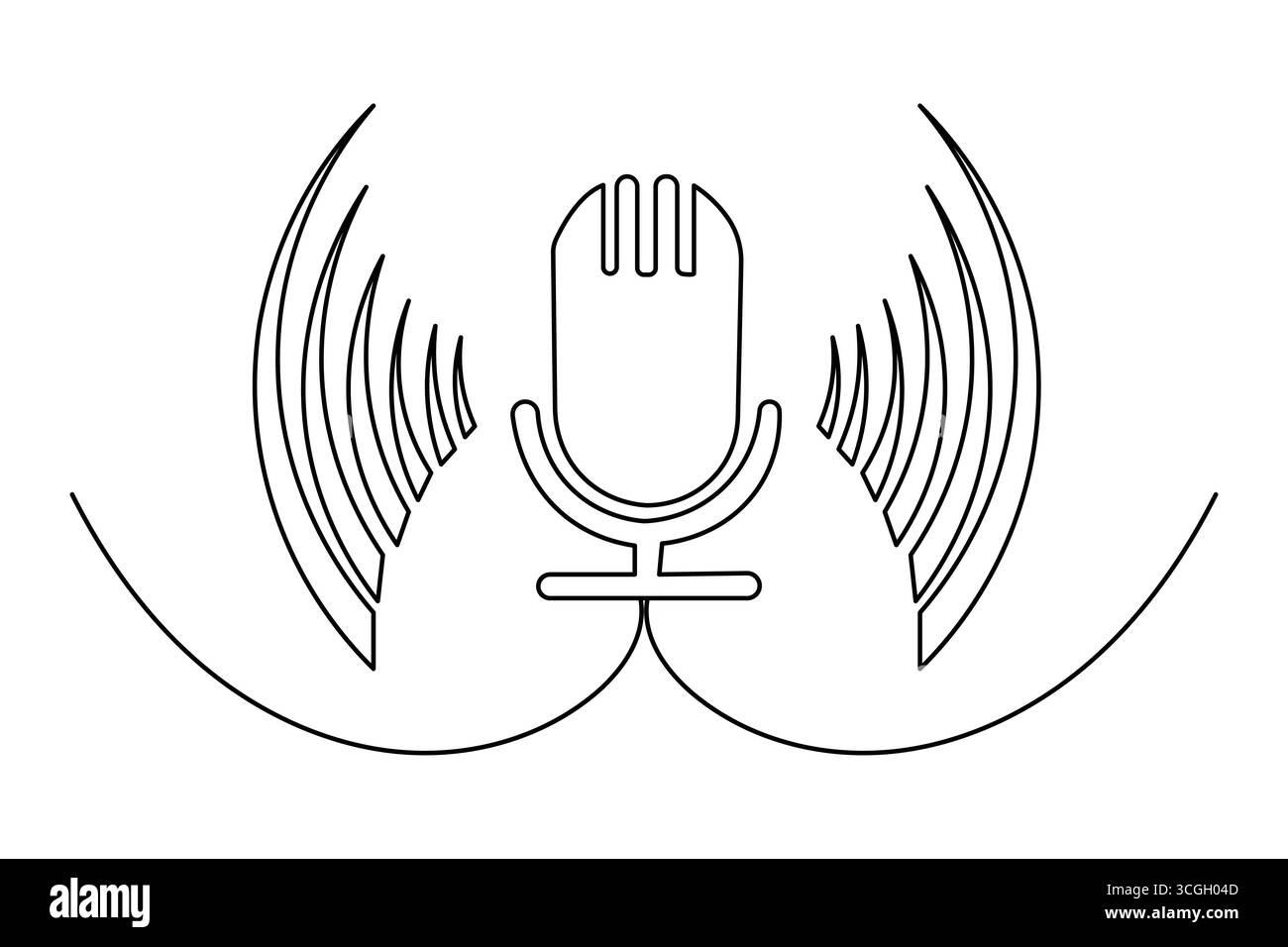 Microphone continuous one line drawing minimalist style outline ...