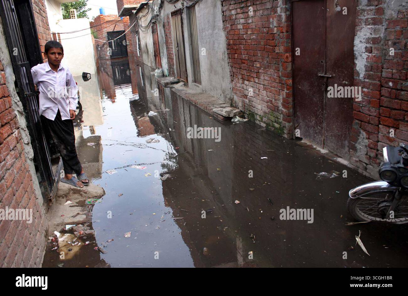 LAHORE, PAKISTAN, AUG 28: View of flood water entered riverside ...