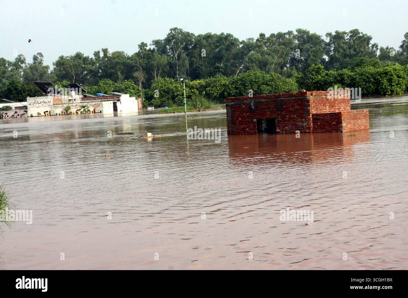 LAHORE, PAKISTAN, AUG 28: View of flood water entered riverside ...