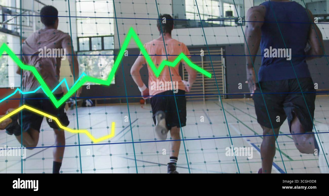 Male athletes running across gym hi-res stock photography and images ...