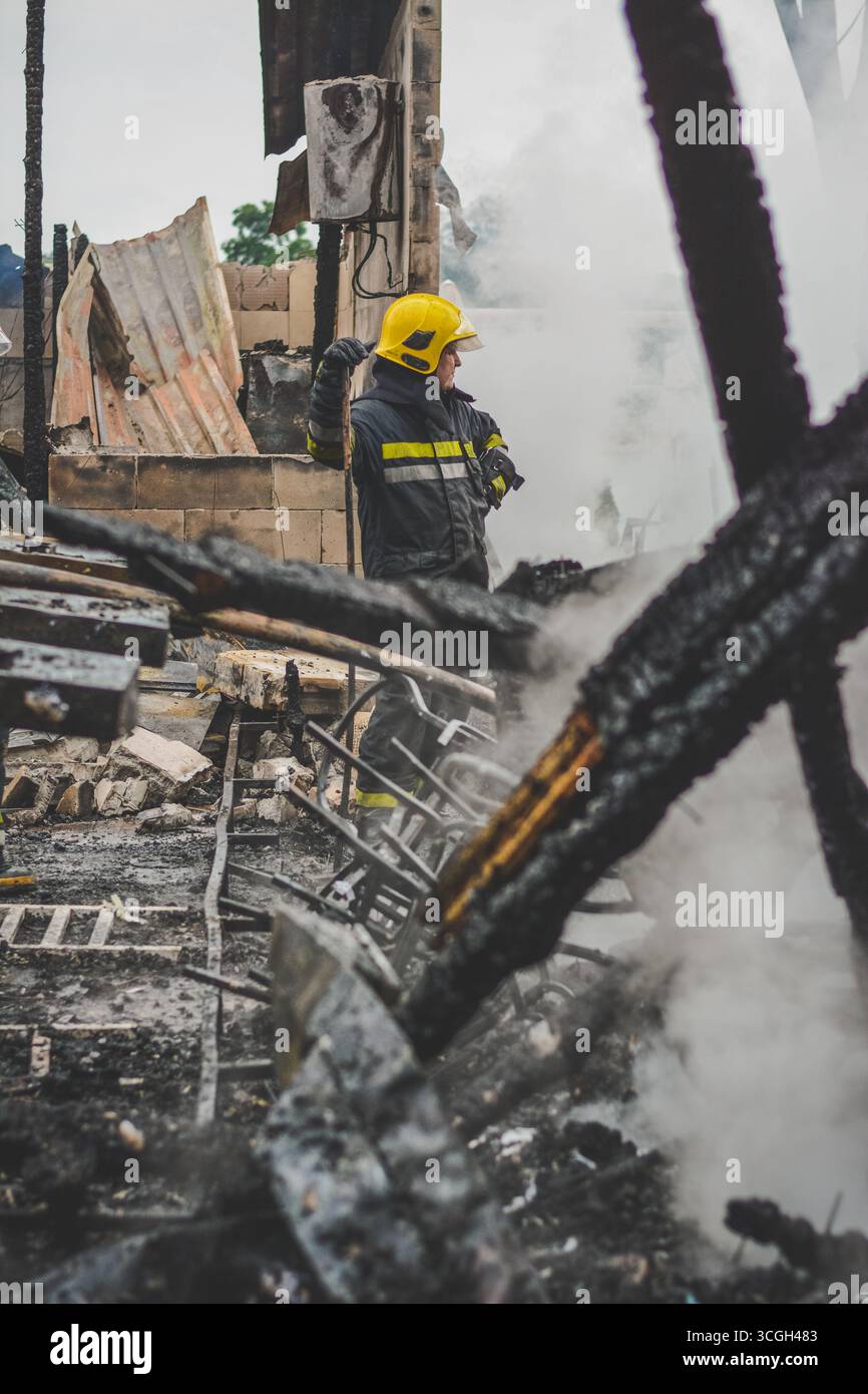Firefighters extinguishing a fire in Belgrade, Serbia Stock Photo - Alamy