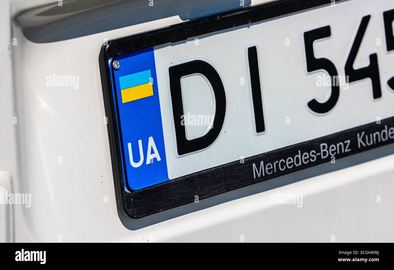 Dachsen, Switzerland, 10th May 2025: A Ukrainian license plate from the ...