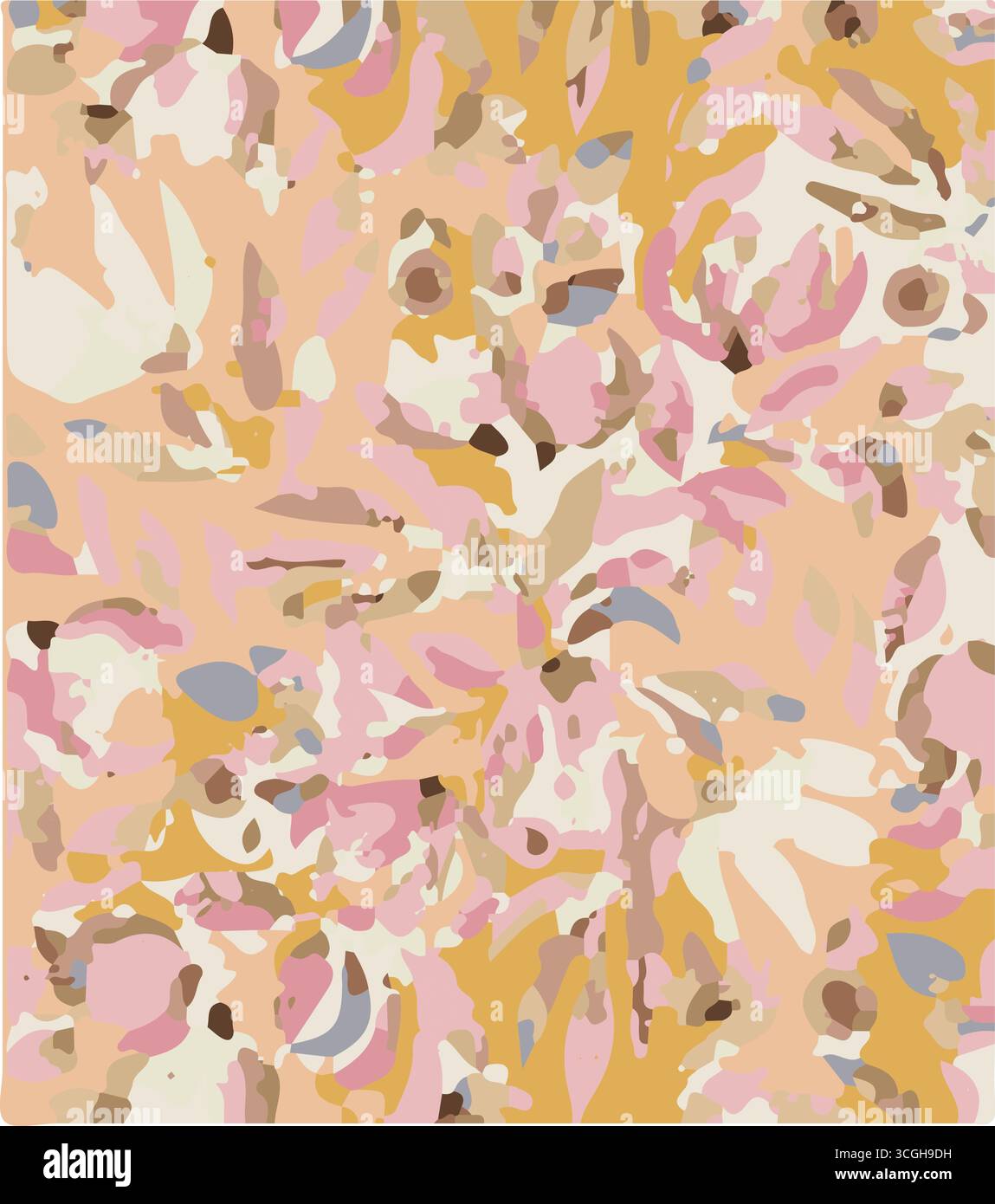 Floral seamless pattern features large, stylized white and pink ...