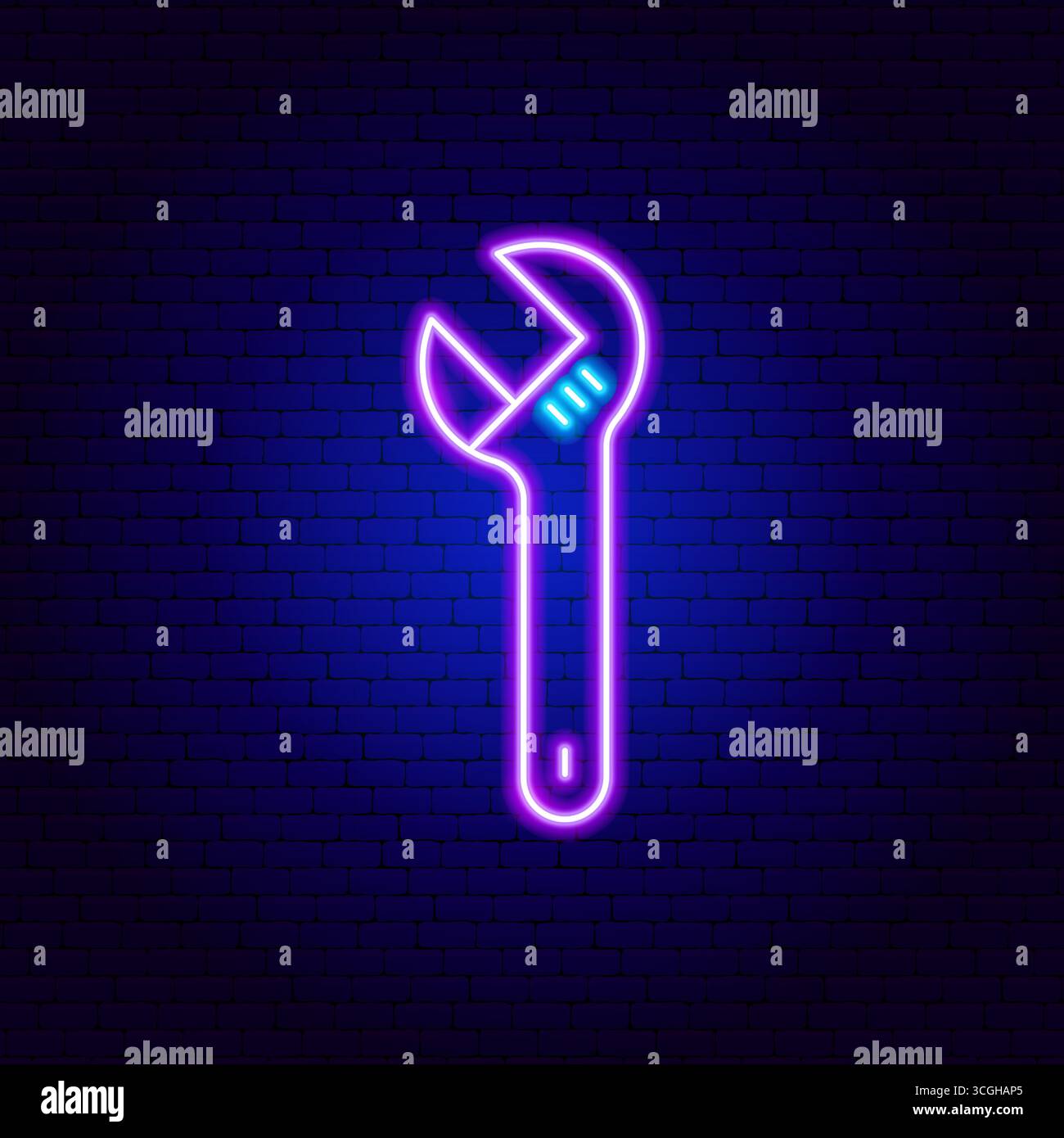 Adjustable Wrench Neon Sign Stock Vector Image & Art - Alamy