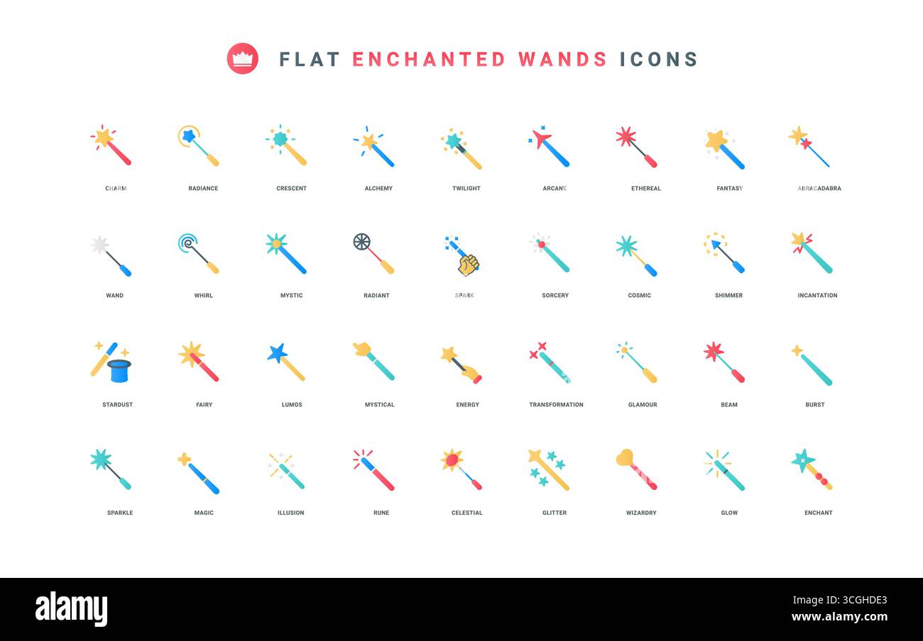 Wand with star and heart, mystery sparks thin symbols vector ...