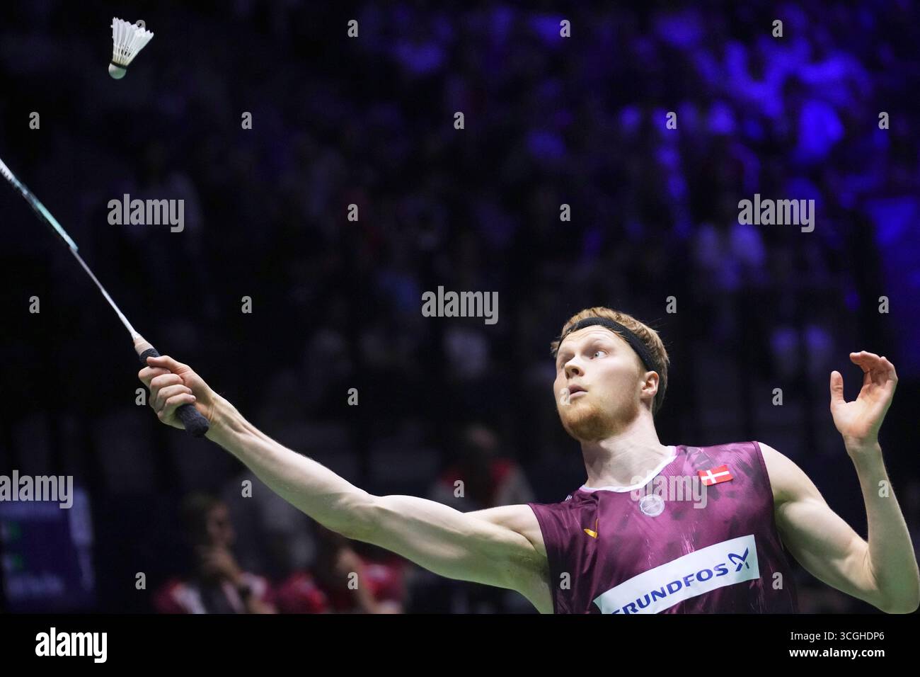 Denmark's Anders Antonsen plays France' s Christo Popov during their ...