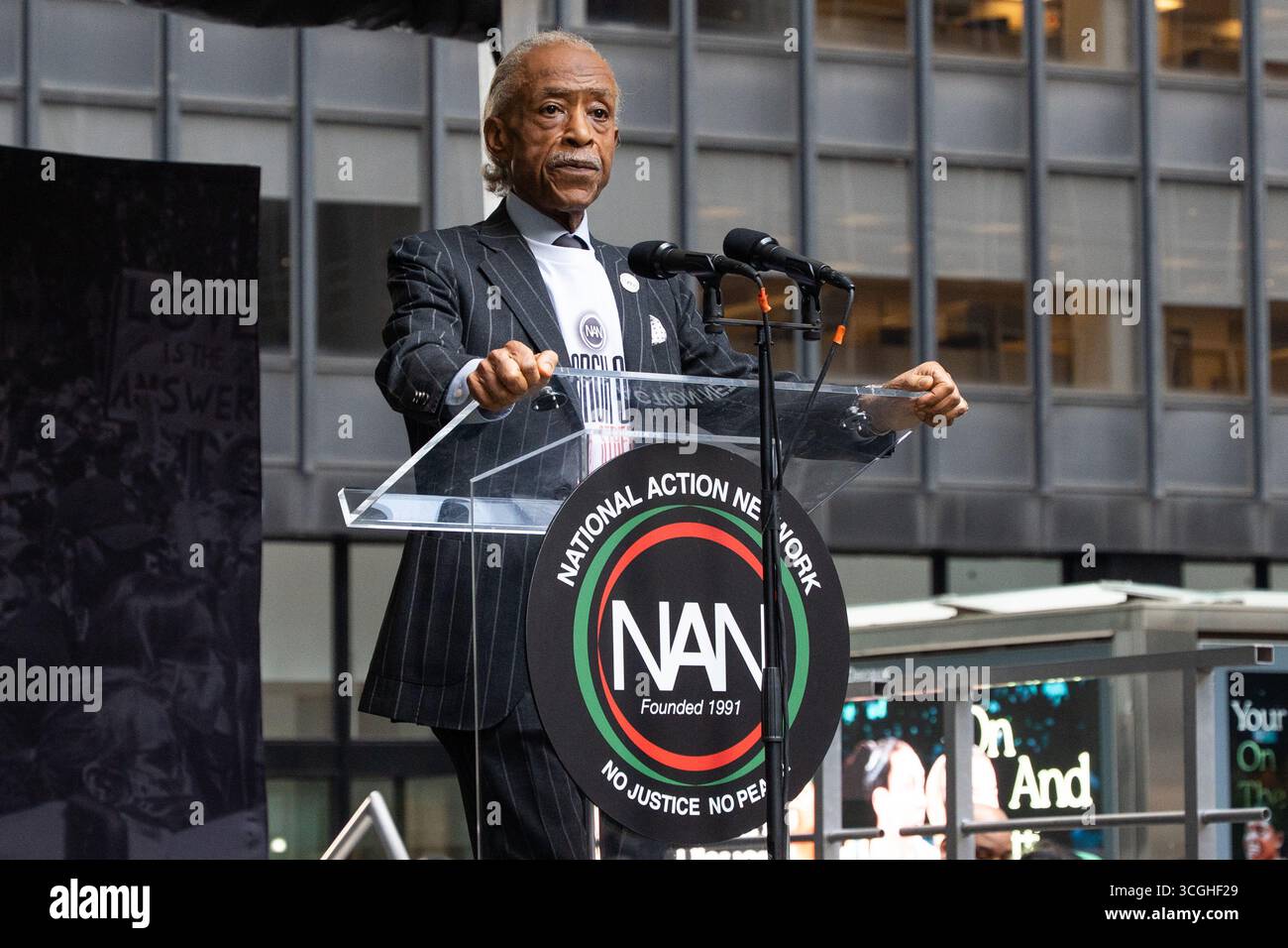 Reverend and civil rights activist Al Sharpton gives a speech at an ...