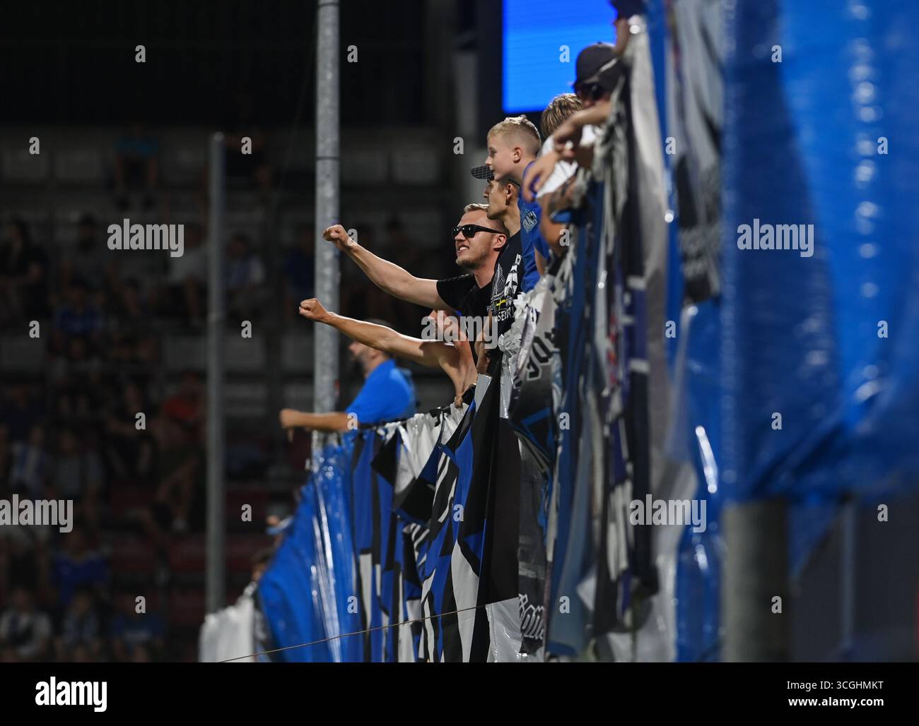 Fans of Sigma Olomouc in action during the Football European League 4th ...