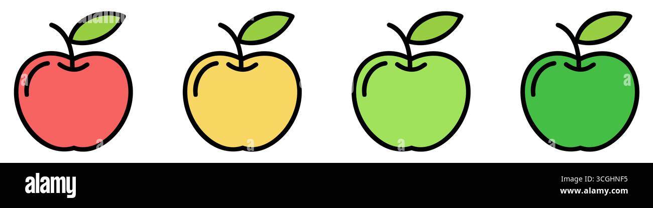 Colored apples. Apple icons isolated on white background Stock Vector ...