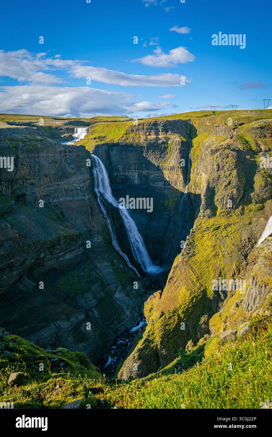 Majestic view of Háifoss, Iceland’s towering 122-meter waterfall ...
