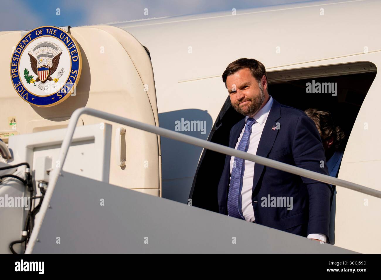 Vice President JD Vance arrives on Air Force Two at Joint Base Andrews ...