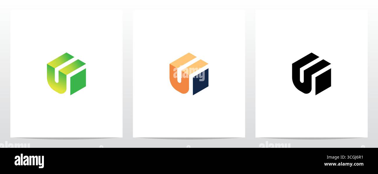 Alphabet On Block Cube Letter Logo Design U Stock Vector Image & Art ...