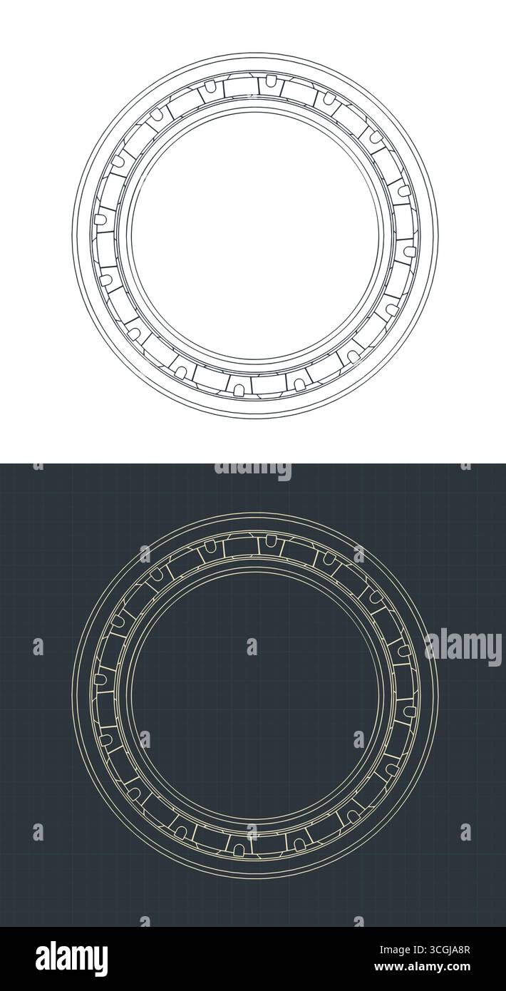 Stylized vector illustration of ball bearing blueprints Stock Vector ...