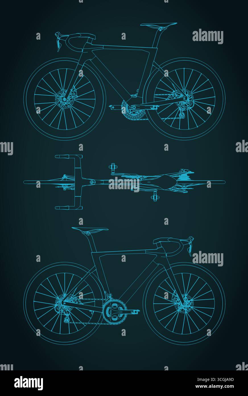 Carbon road bike blueprints stylized vector illustration Stock Vector ...